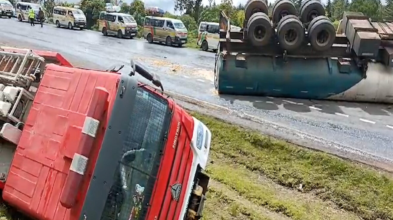 NTV Kenya: Bizarre incident as fire engine overturns while responding ...
