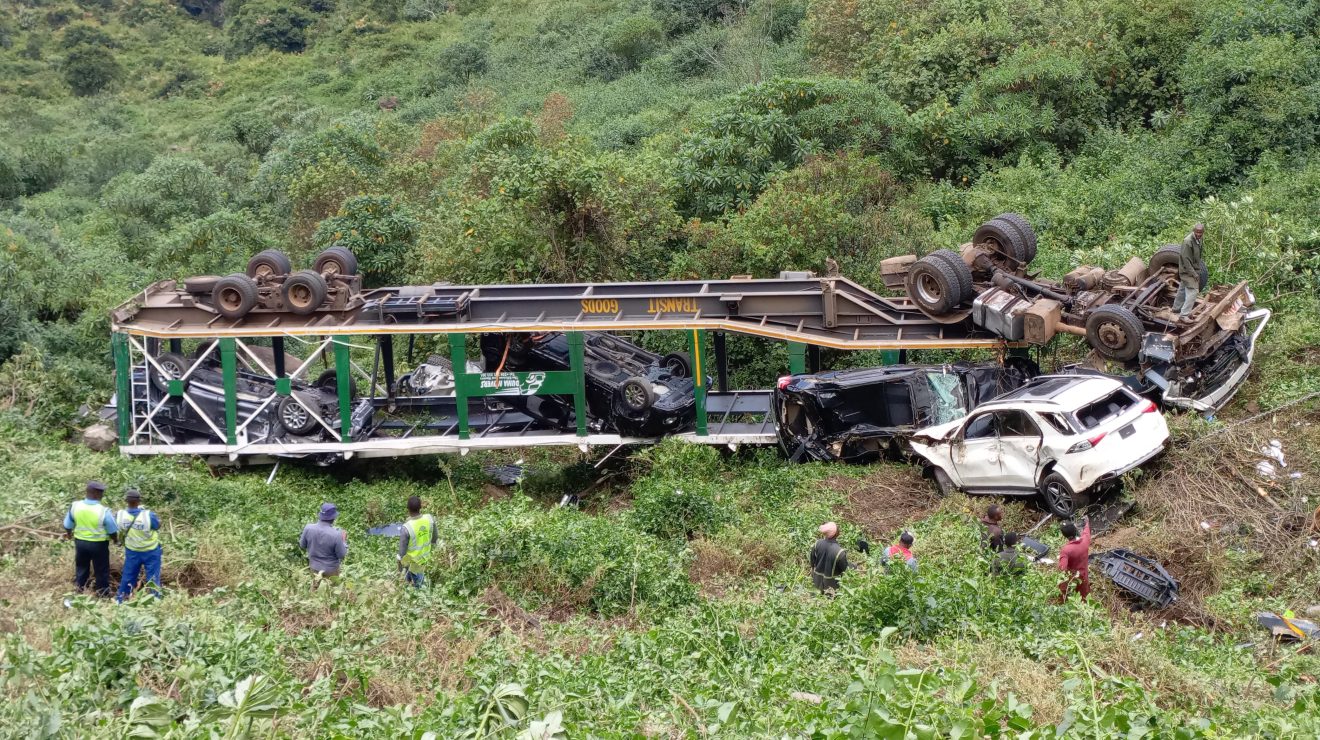 NTV Kenya: 1 person dead, several luxury cars damaged after car haulier ...